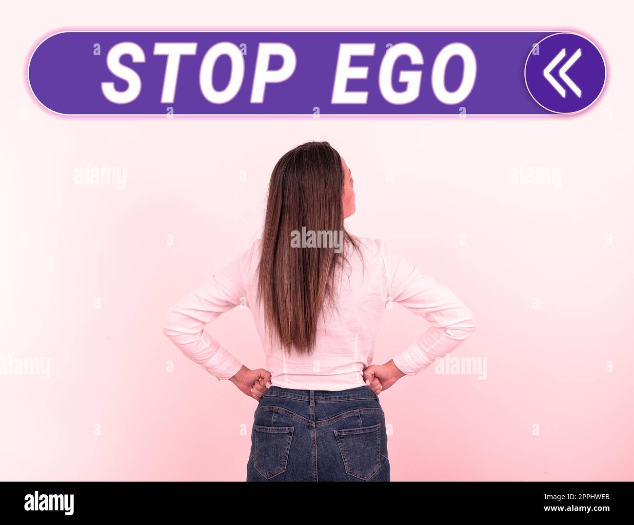 Text showing inspiration Stop Ego. Business overview Control your ...