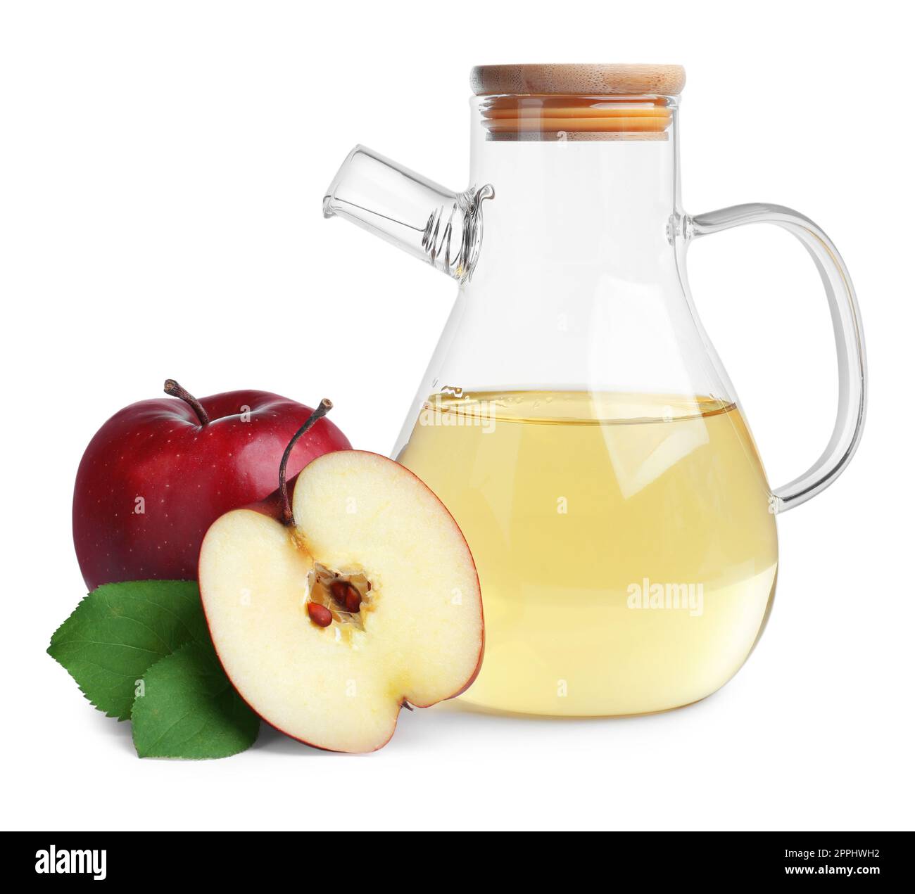 Fresh ripe red apples and jug of juice on white background Stock Photo ...