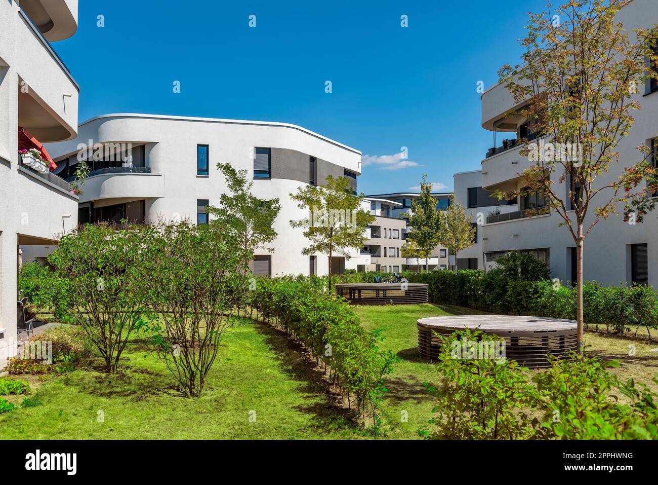 Modern, just finished apartment buildings with bunk houses in a new ...