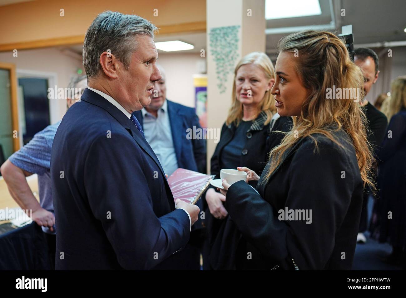 Georgia Harrison (right) speaks to Labour leader Keir Starmer at a ...