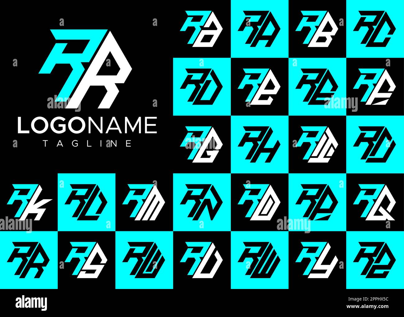 Set of hexagon R letter logo design. Modern letter R logo template bundle Stock Vector Image ...