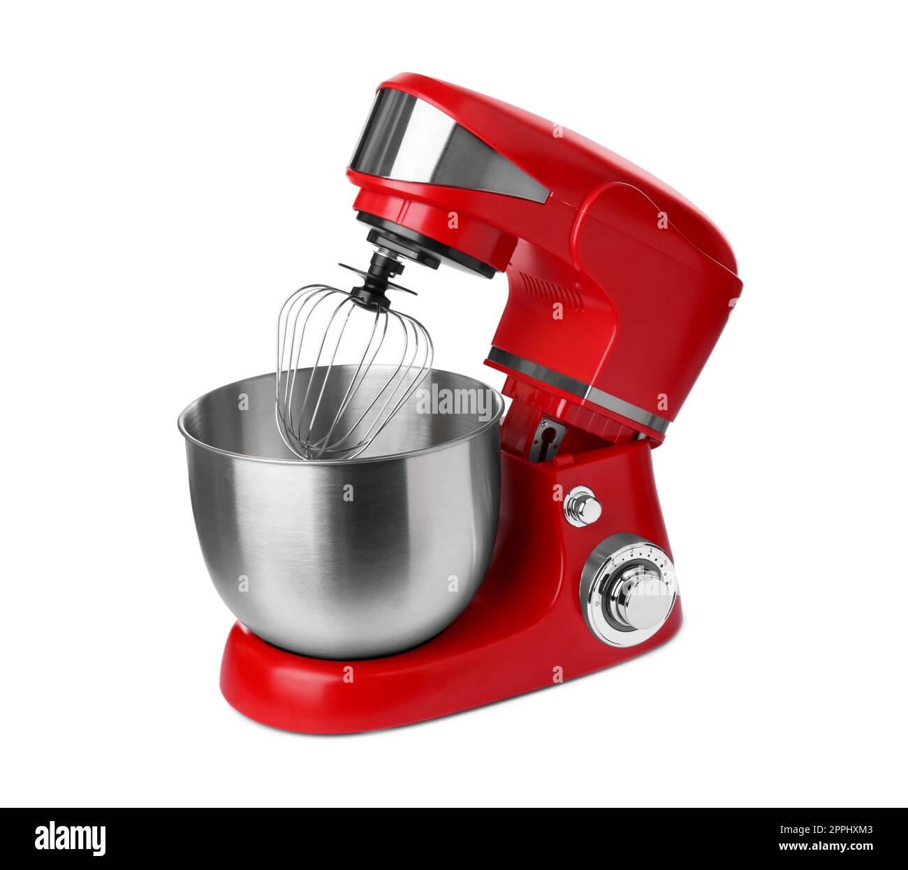Modern red stand mixer isolated on white Stock Photo - Alamy