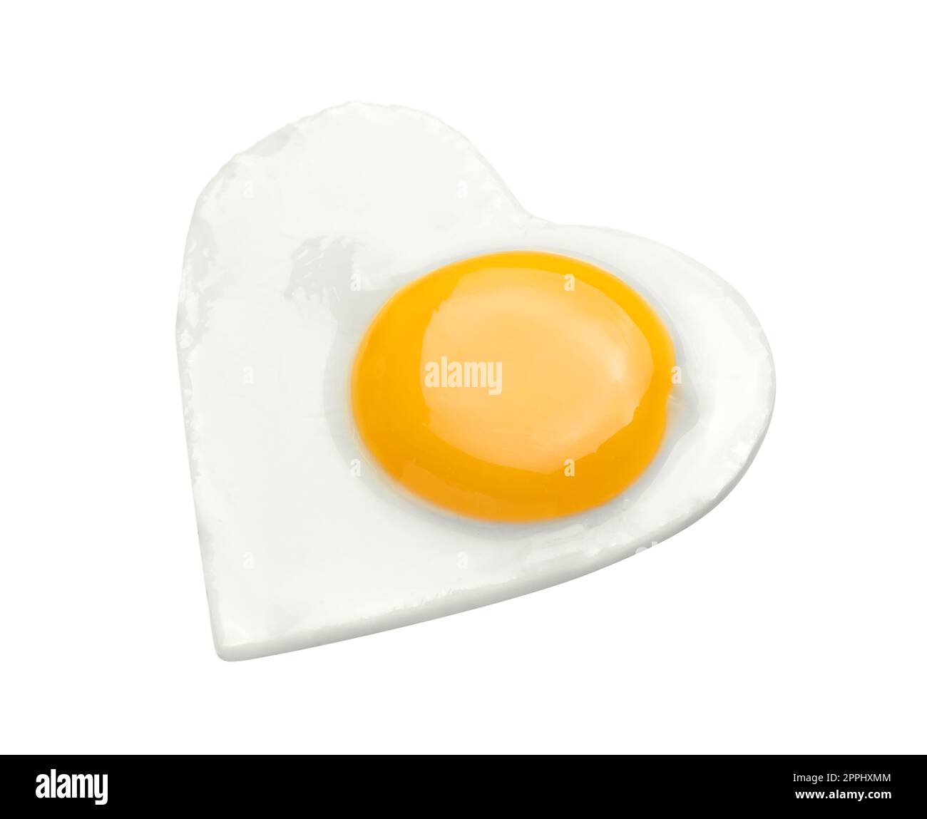 Heart shaped fried egg isolated on white Stock Photo - Alamy