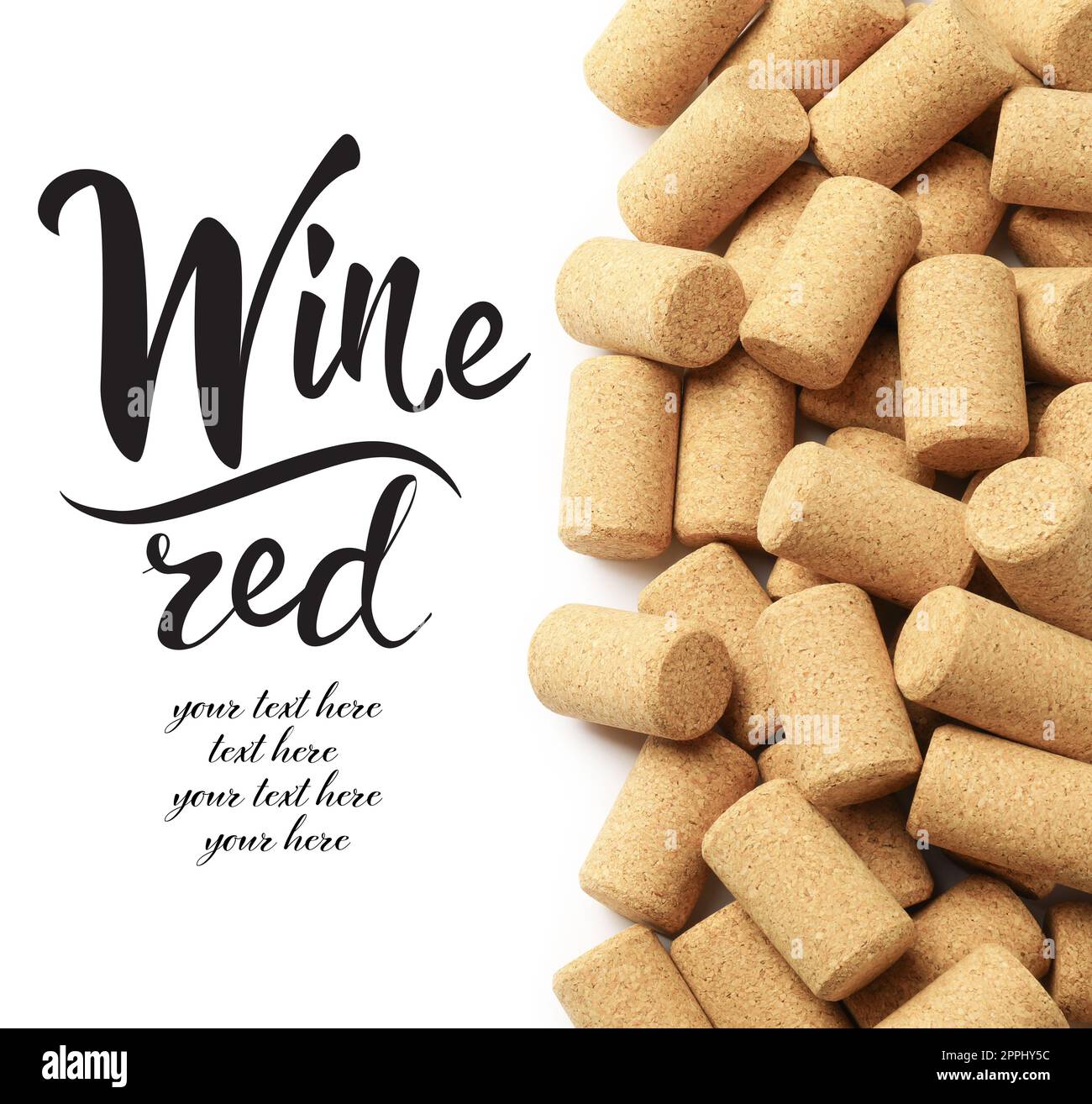 Wine bottle corks on white background, top view. Space for design Stock ...