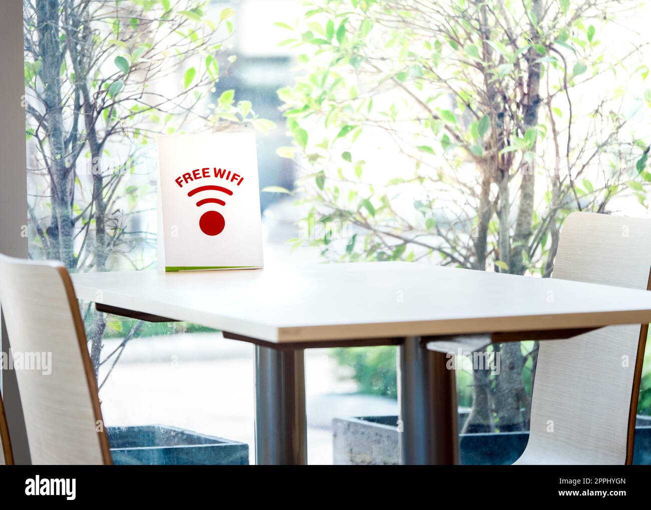 Free wifi sign label for Customer on the table in the fastfood ...