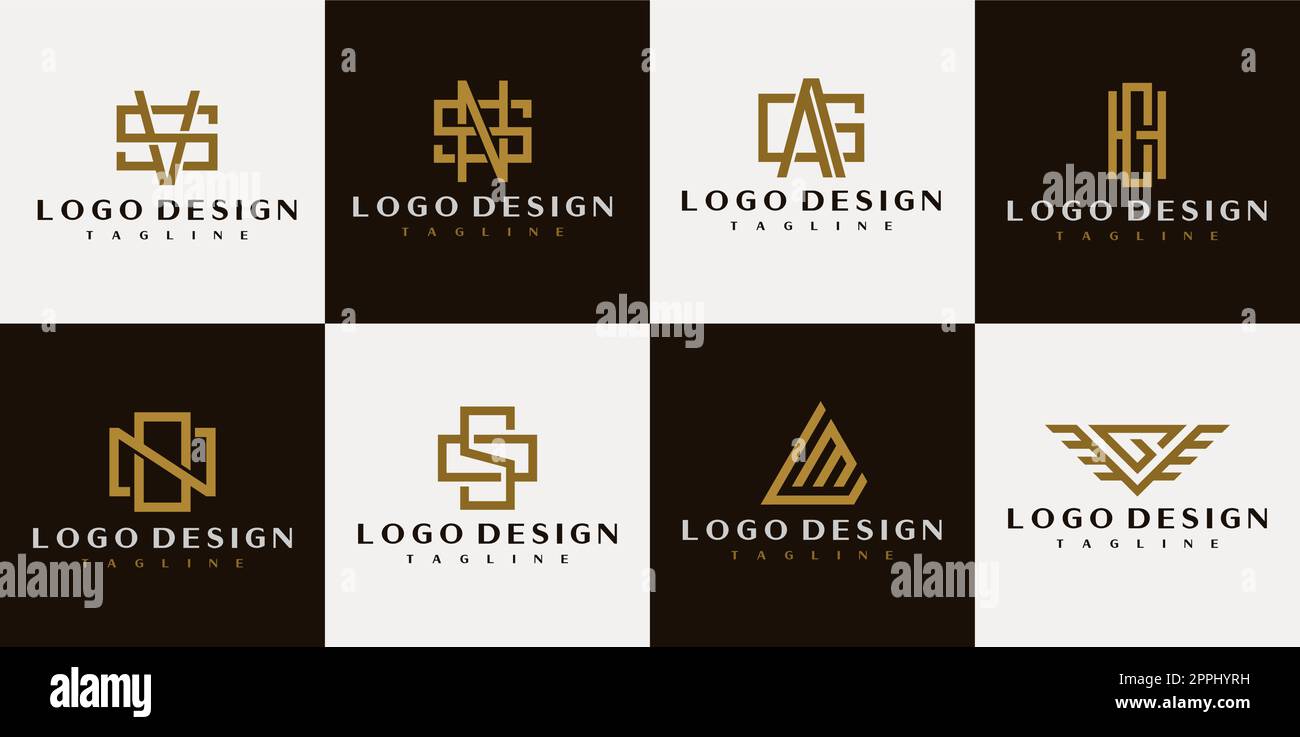 Line letter mark logo collection. Minimalist initial logo design ...