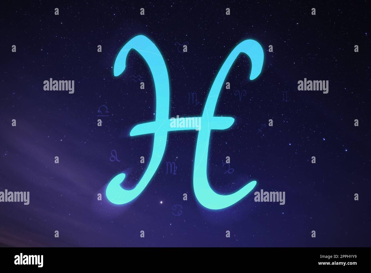 Pisces astrological sign in night sky with beautiful sky Stock Photo ...