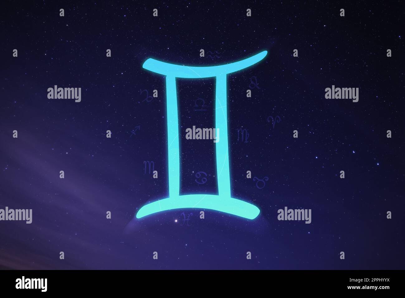 Gemini astrological sign in night sky with beautiful sky Stock Photo ...