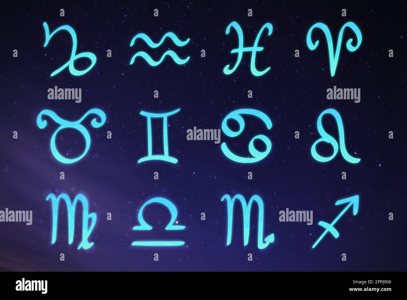 Collection of astrological signs in night sky with beautiful sky Stock ...