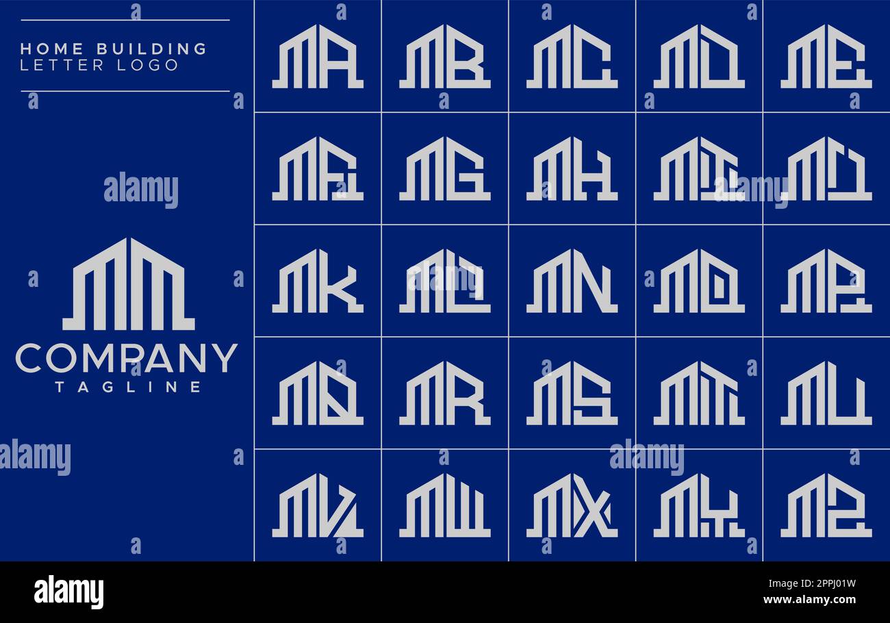 Minimalist home letter M logo design template set. House MM M letter ...