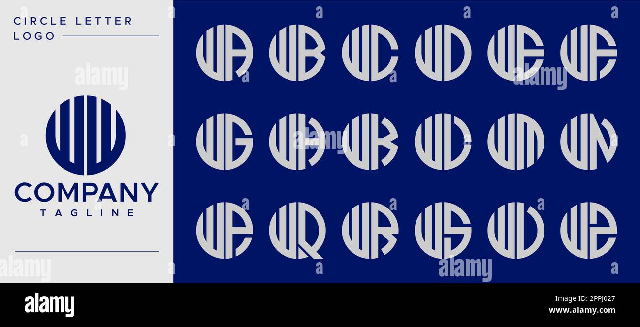 Collection of simple circle letter W logo design vector. W letter mark ...