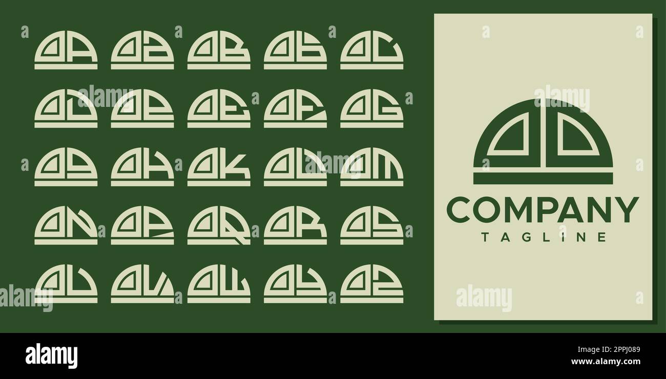 Abstract half circle letter O logo design set. Modern curve OO O letter ...