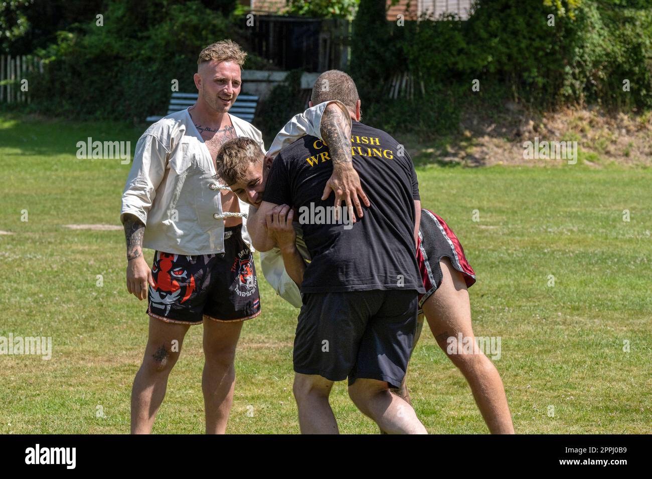 A coaching session before the Grand Cornish Wrestling Tournament on the ...
