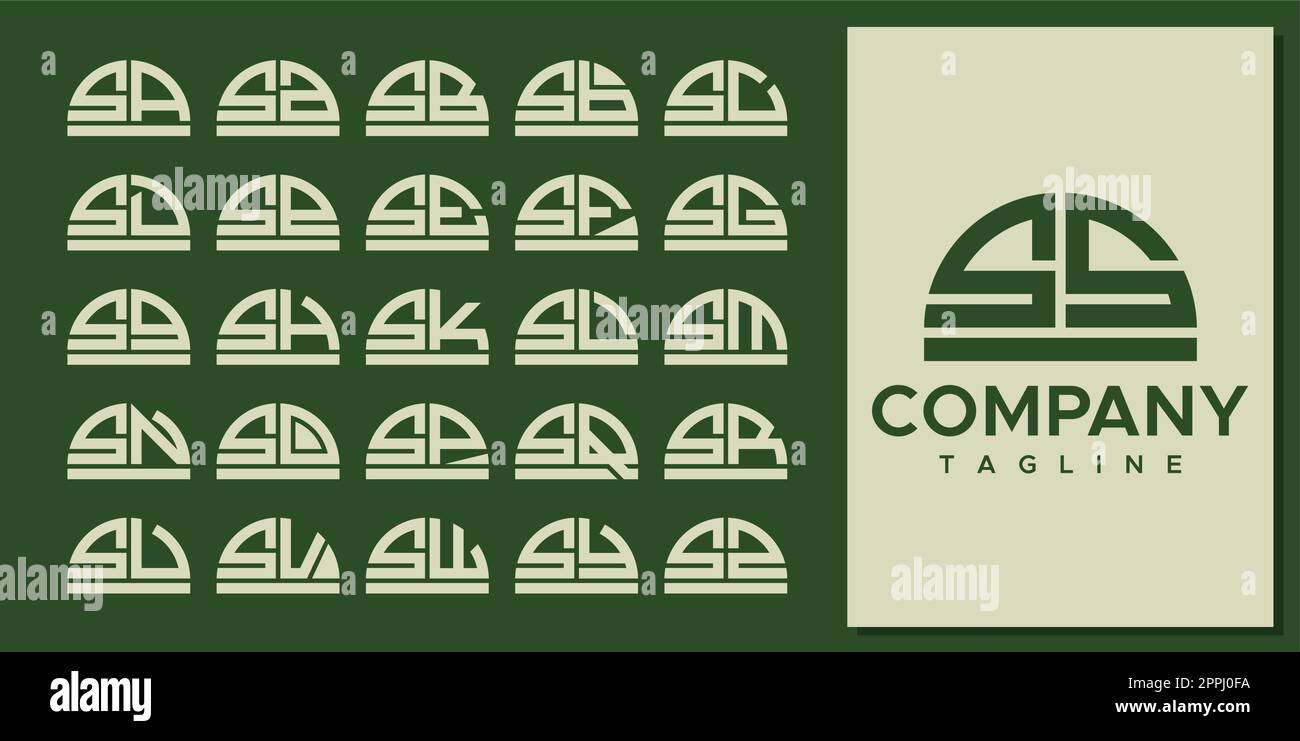 Abstract half circle letter S logo design set. Modern curve SS S letter ...