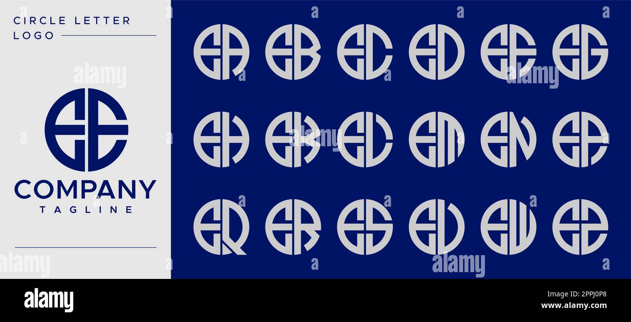 Collection of simple circle letter E logo design vector. E letter mark template Stock Vector ...
