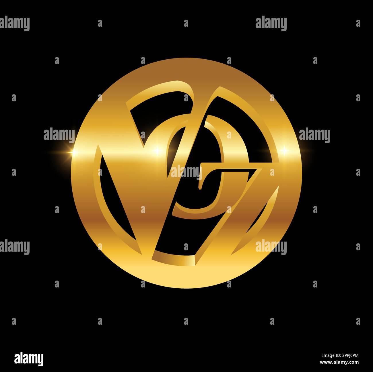 Golden Monogram Logo Initial Letters VOZ Stock Vector Image & Art - Alamy