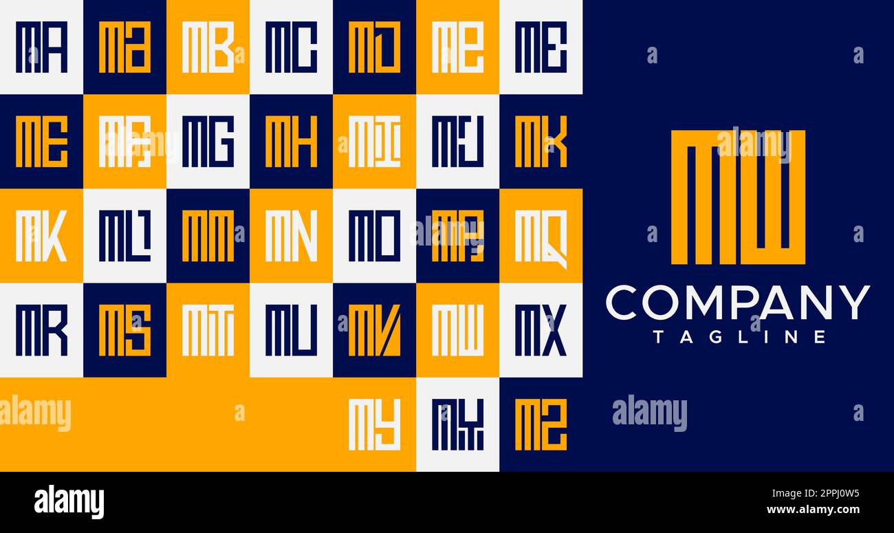 Simple line square letter M logo design. Abstract box MM M letter logo ...