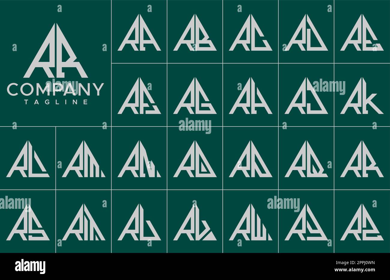 Modern triangle letter R logo design template set. Simple line R ...