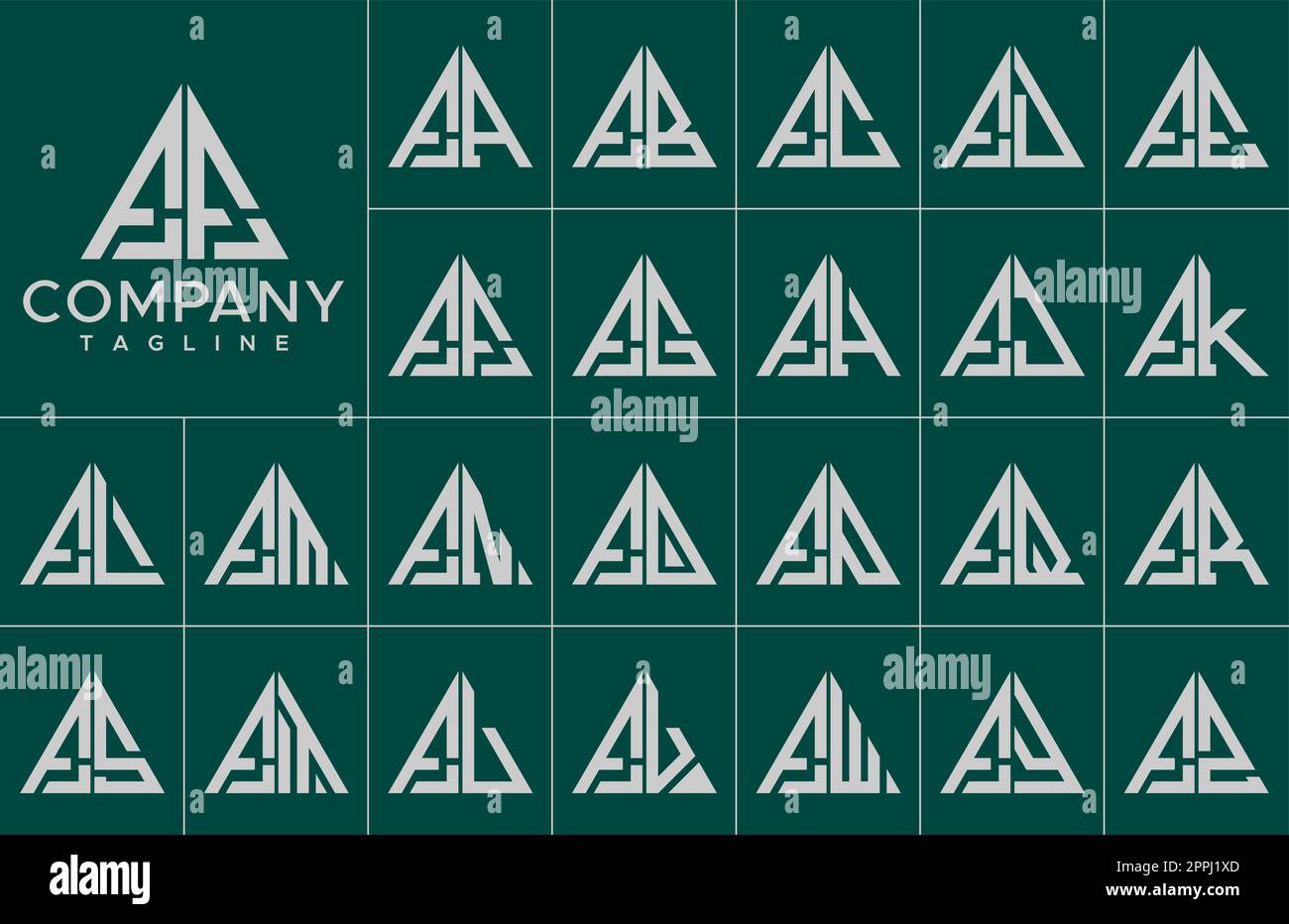 Modern triangle letter F logo design template set. Simple line F ...