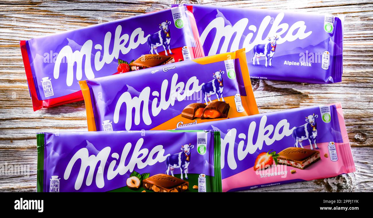 Assorted Milka chocolates Stock Photo - Alamy