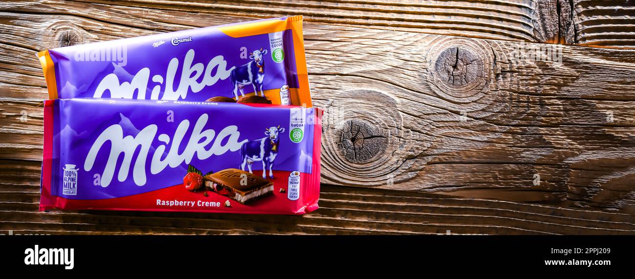 Assorted Milka chocolates Stock Photo - Alamy