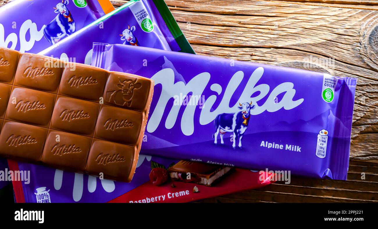 Assorted Milka chocolates Stock Photo - Alamy