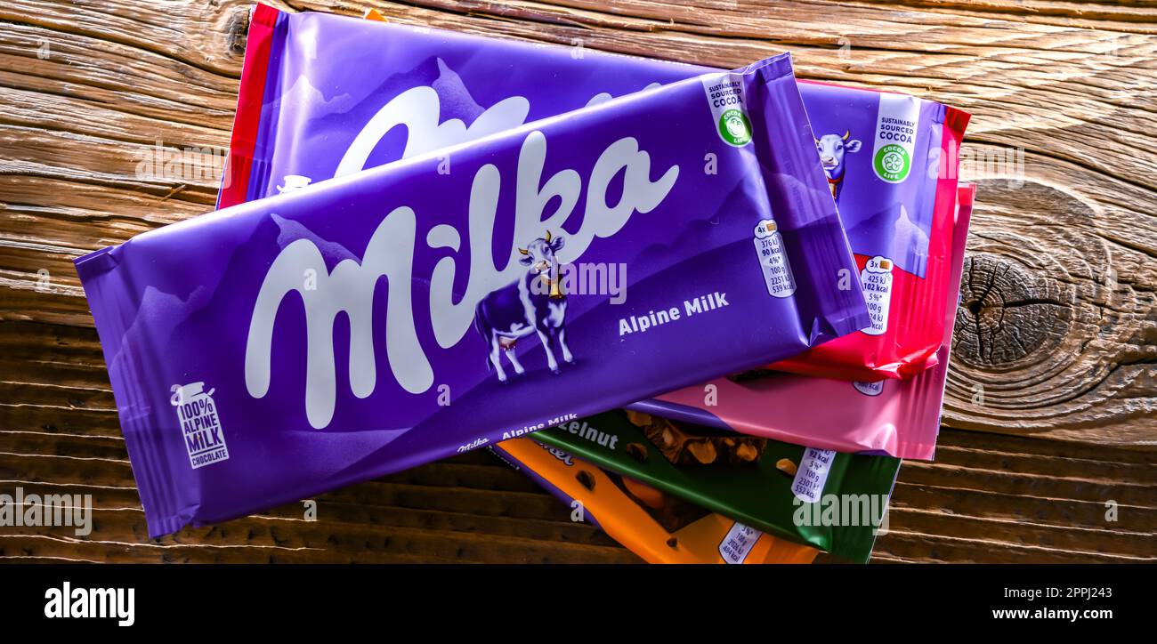 Assorted Milka chocolates Stock Photo - Alamy