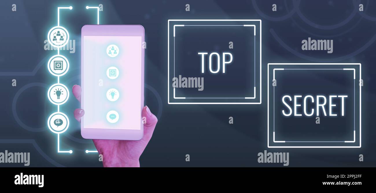 Hand writing sign Top Secret. Internet Concept telling someone ...