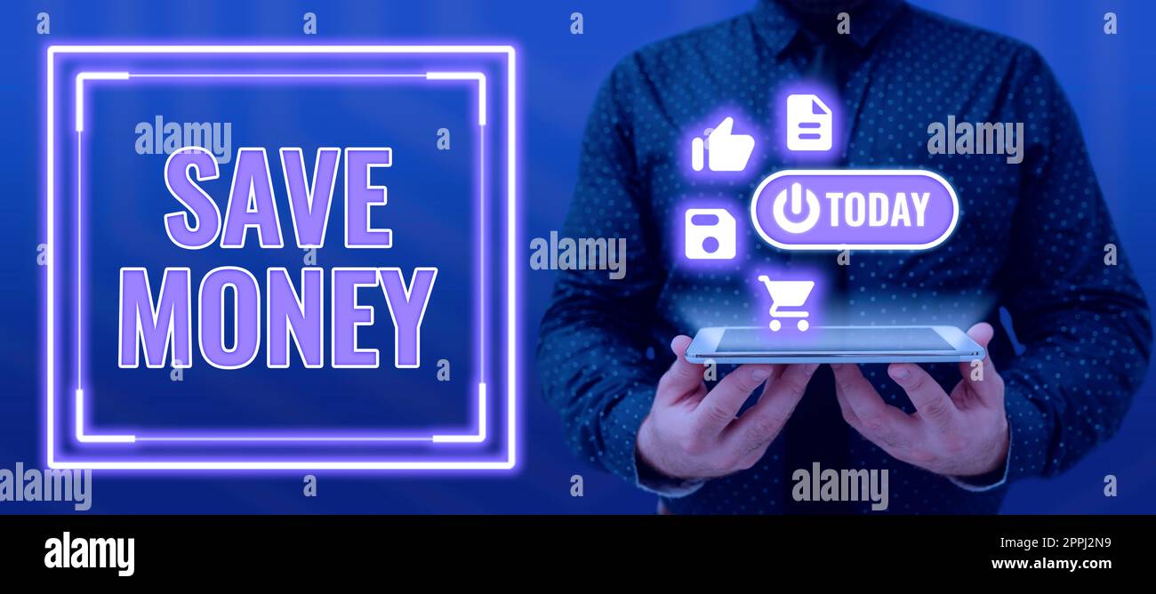 Text caption presenting Save Money. Business concept store some of your ...