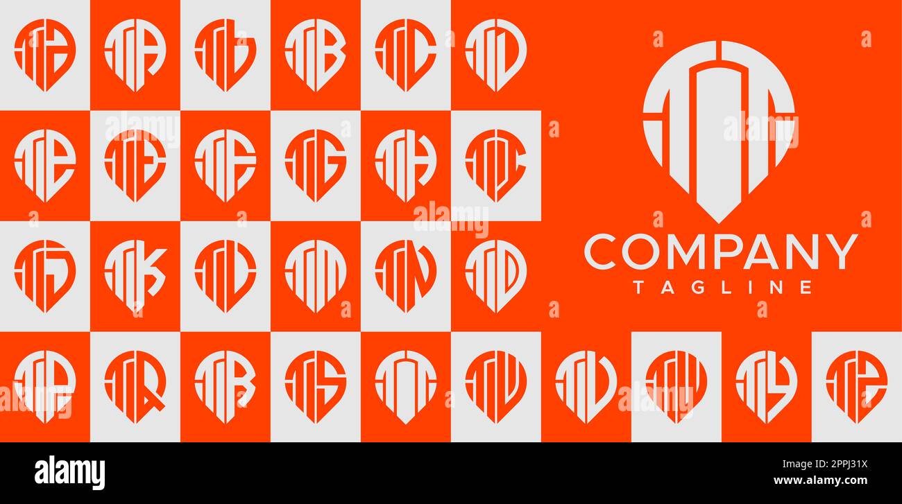 Modern pin point letter T logo design vector. Line marker TT T initial ...