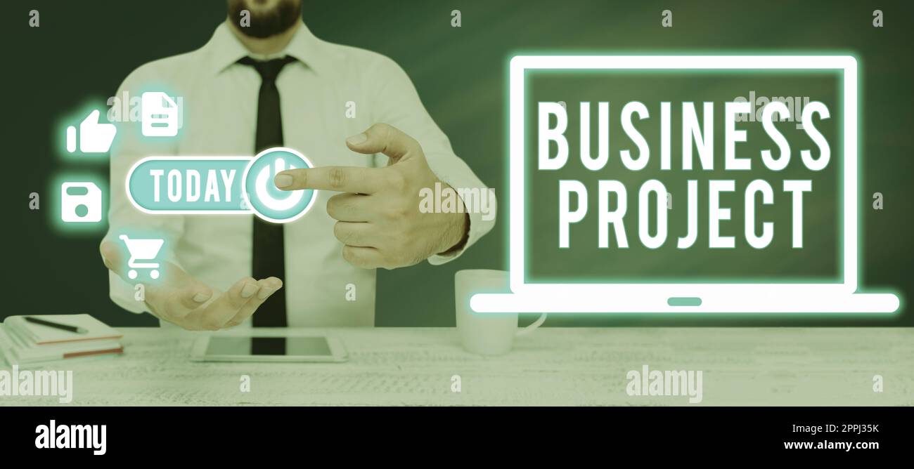 Writing displaying text Business Project. Word Written on company that ...