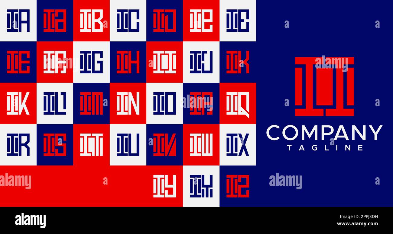 Simple line square letter I logo design. Abstract box II I letter logo ...