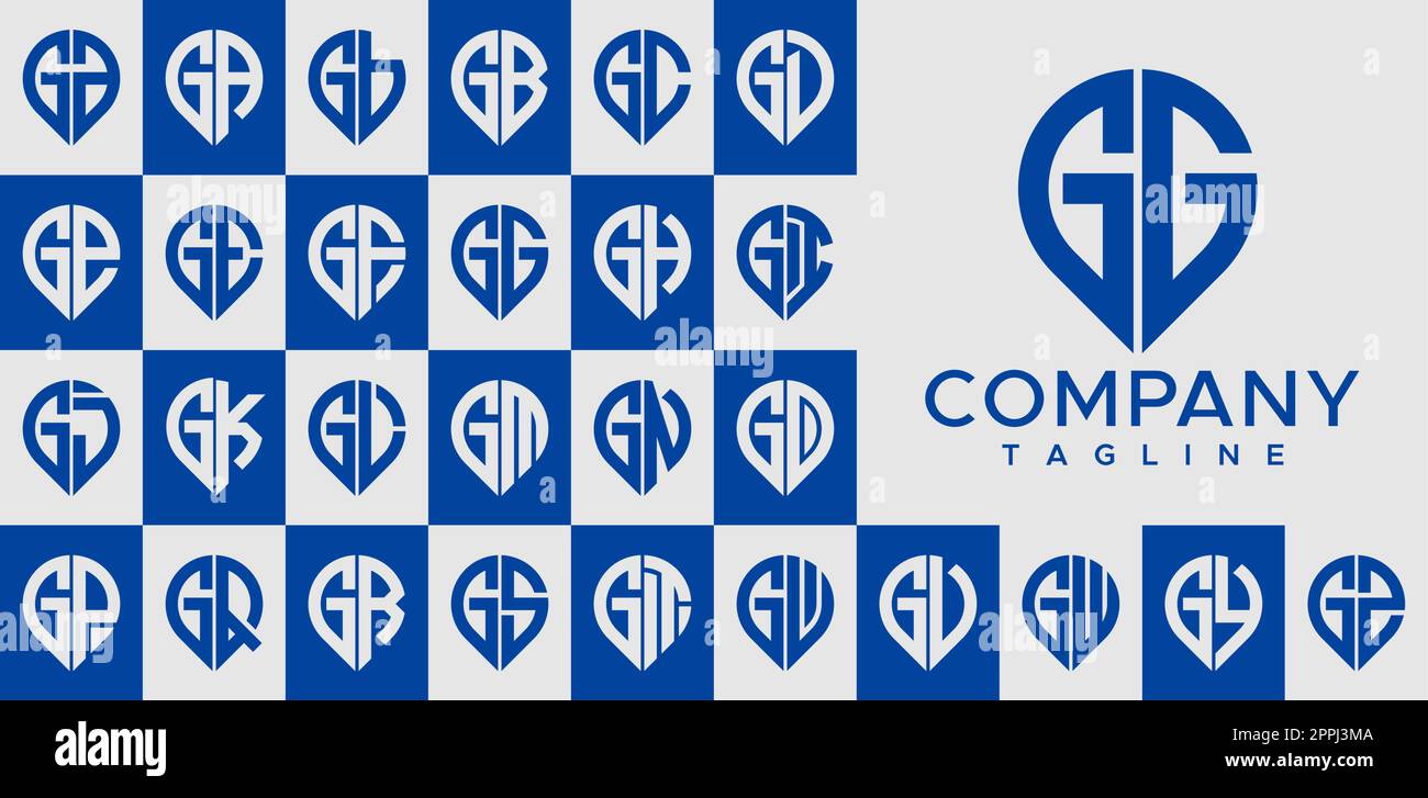 Modern pin point letter G logo design vector. Line marker GG G initial ...