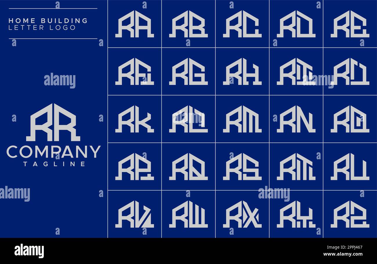 Minimalist home letter R logo design template set. House RR R letter ...