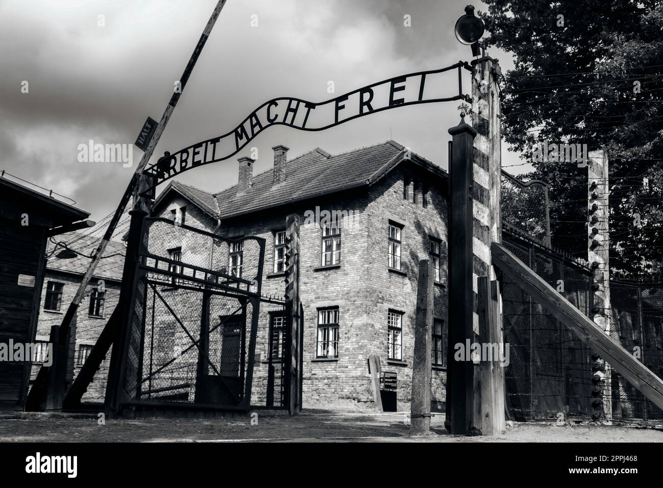 Auschwitz gate hi-res stock photography and images - Alamy