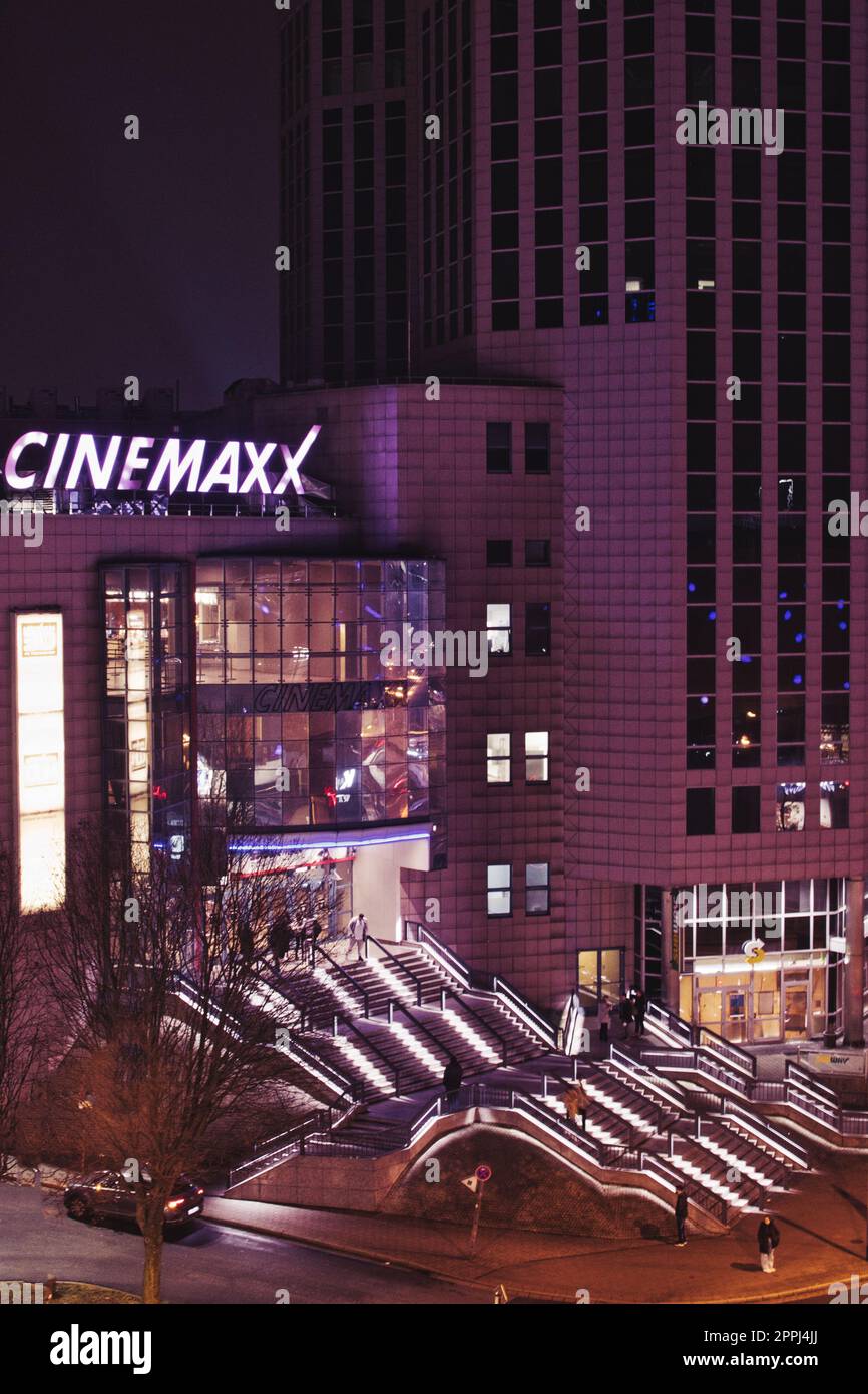 Cinemaxx cinema building in Essen, Germany at nighttime Stock Photo - Alamy