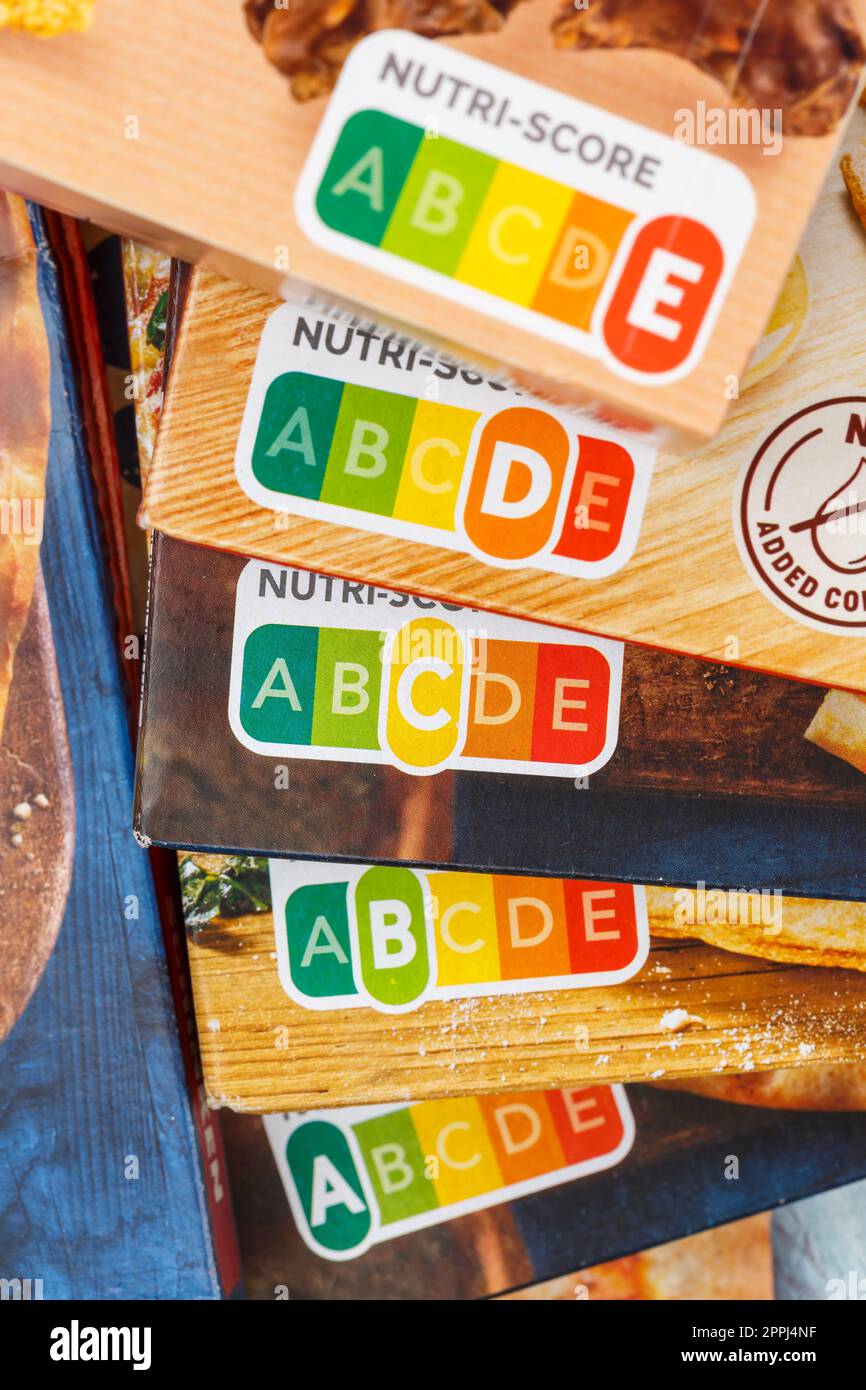 Nutri Score nutrition label symbol healthy eating for food portrait format Stock Photo - Alamy