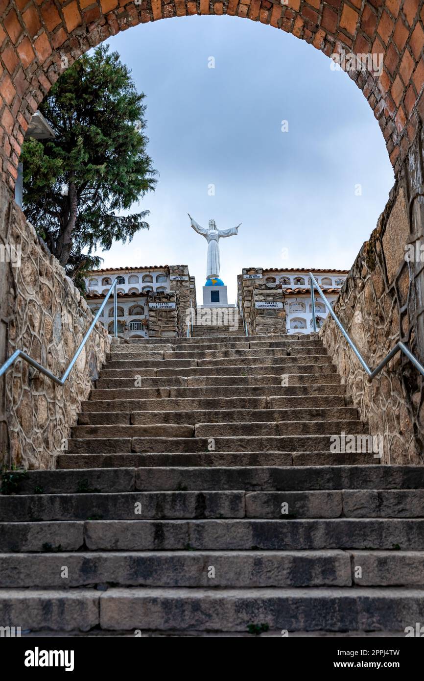 Yungay, Peru - September 16.2022: Statue of Christ in a cemetery in the ...