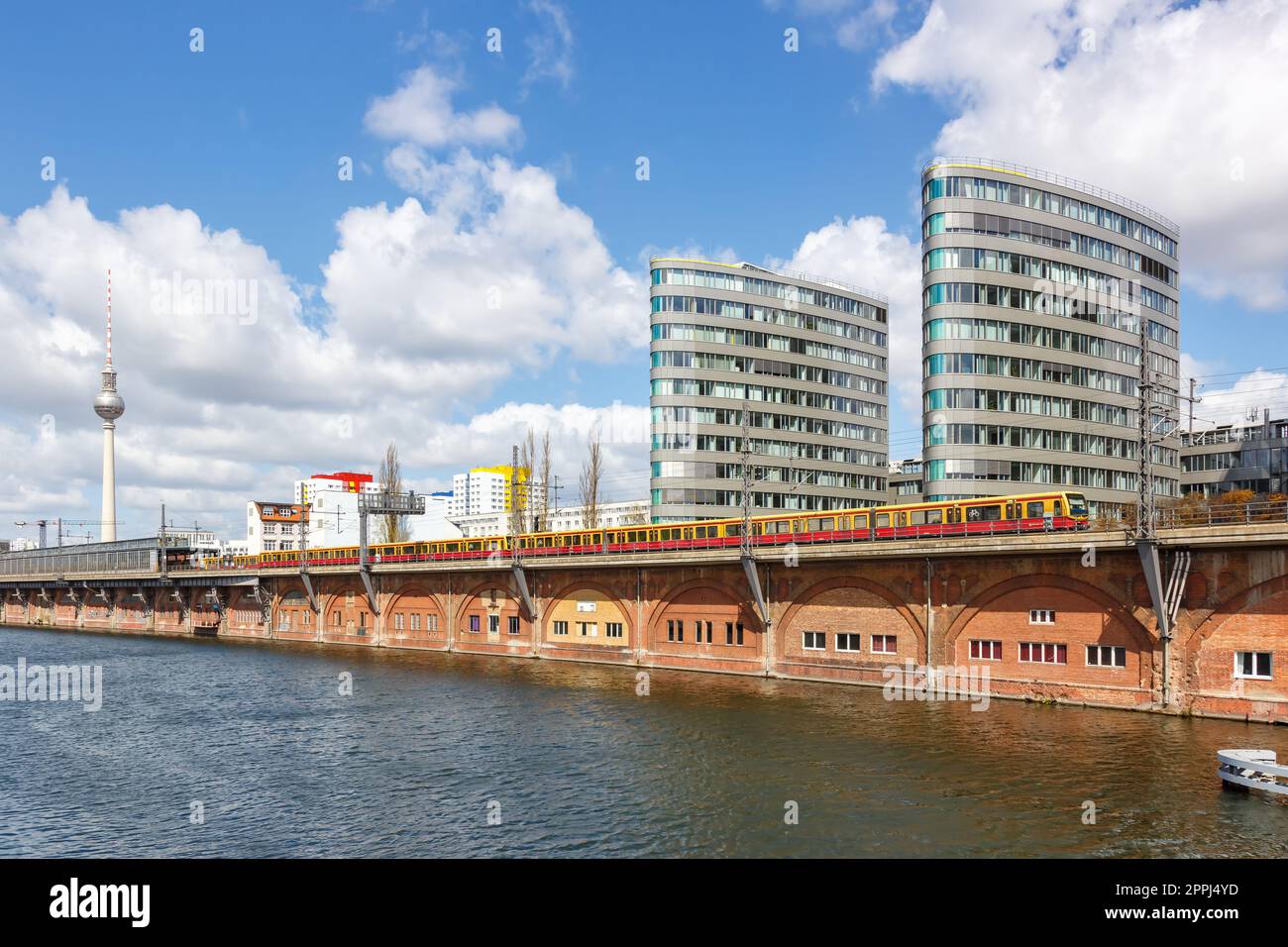 S-Bahn regional train of Deutsche Bahn DB near Jannowitz bridge in ...