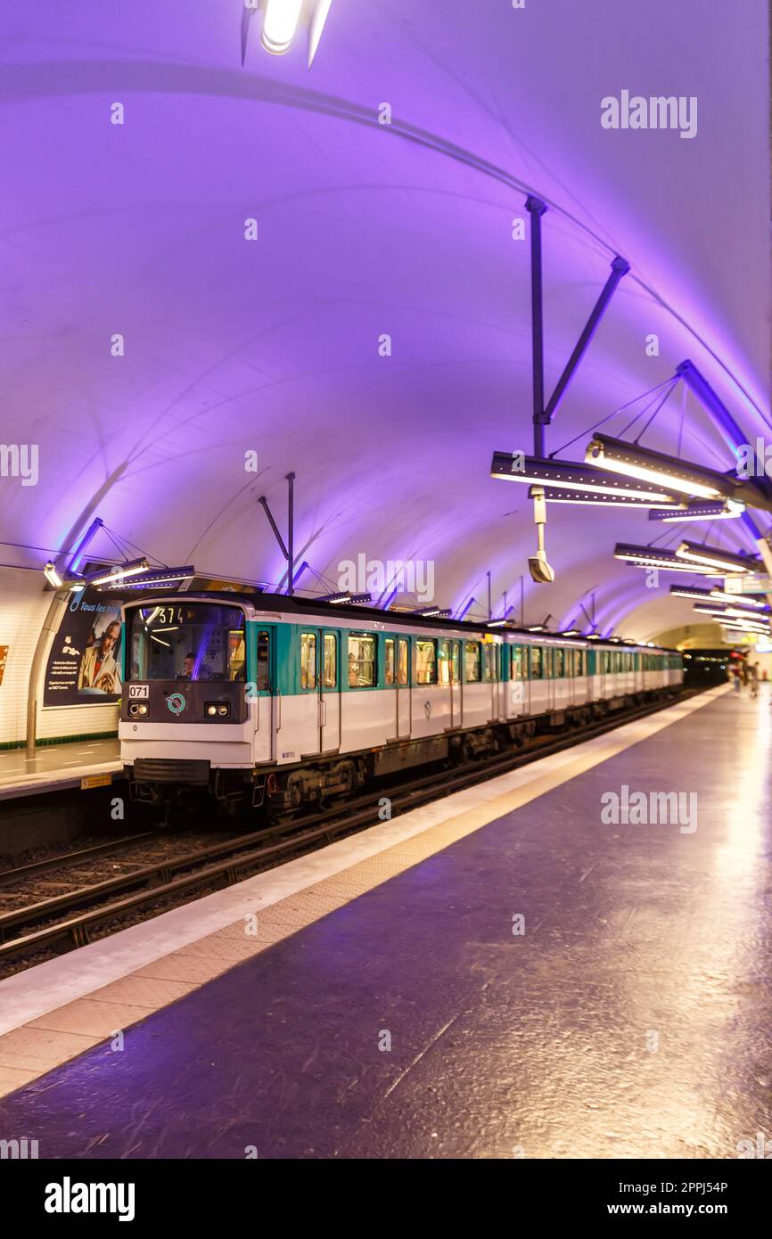 Metro Paris underground station Gambetta public transport portrait ...
