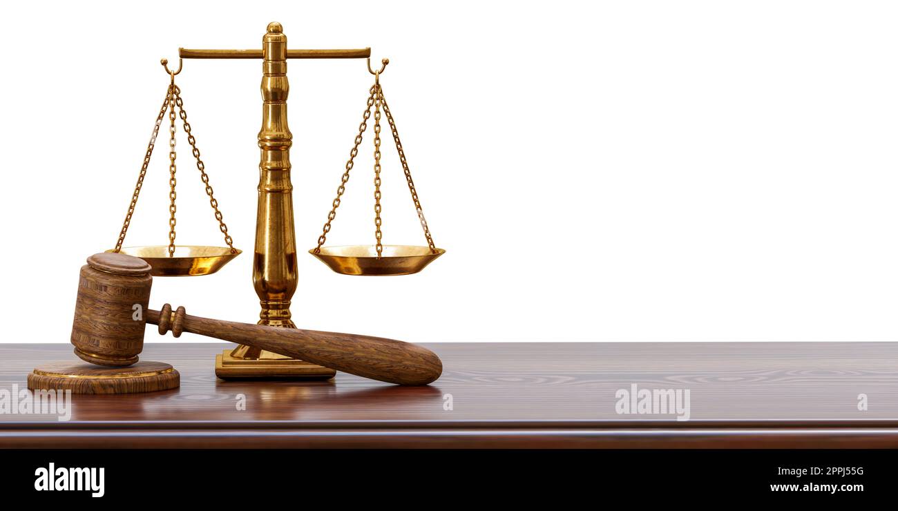 Legal scales and Judge gavel, scales of justice. Isolated on white ...