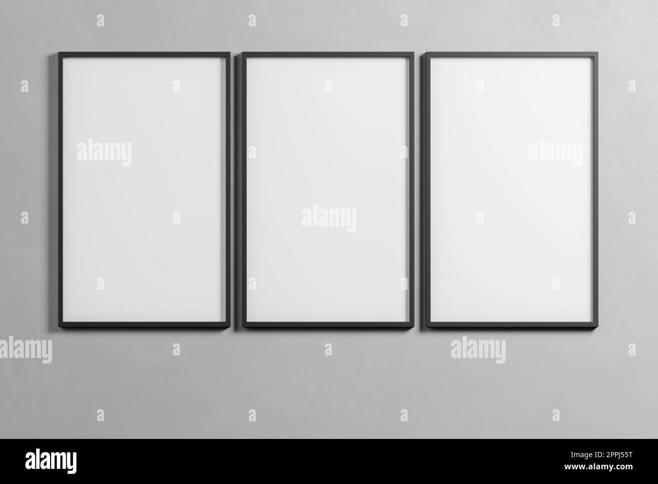 Set of three large frame mockup on wall. Poster mockup. Clean, modern ...
