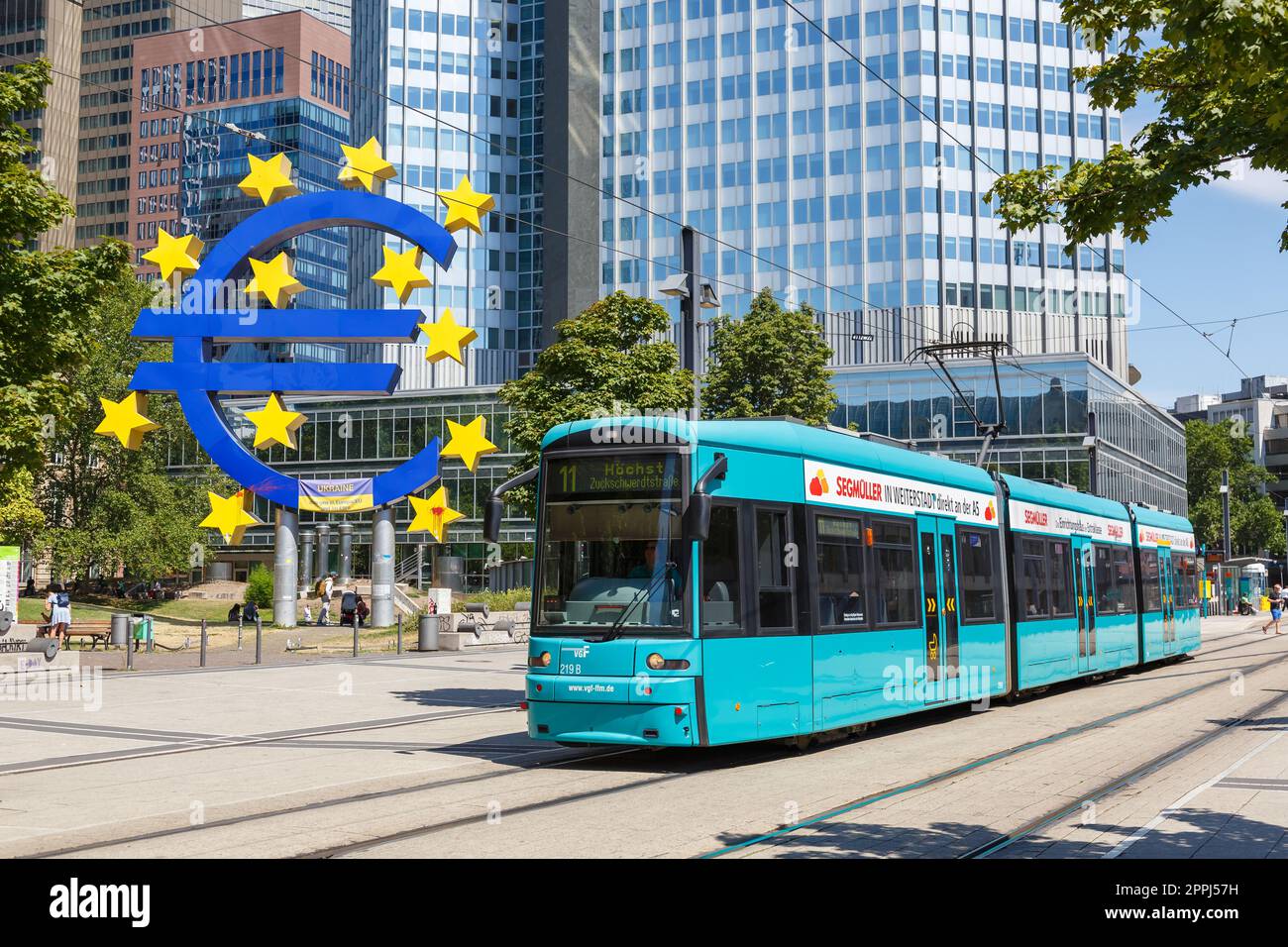 Frankfurt light rail tram at Willy-Brandt-Platz square public transport ...
