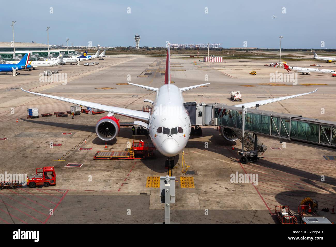 Avianca Boeing 787-8 Dreamliner airplane Barcelona airport in Spain ...
