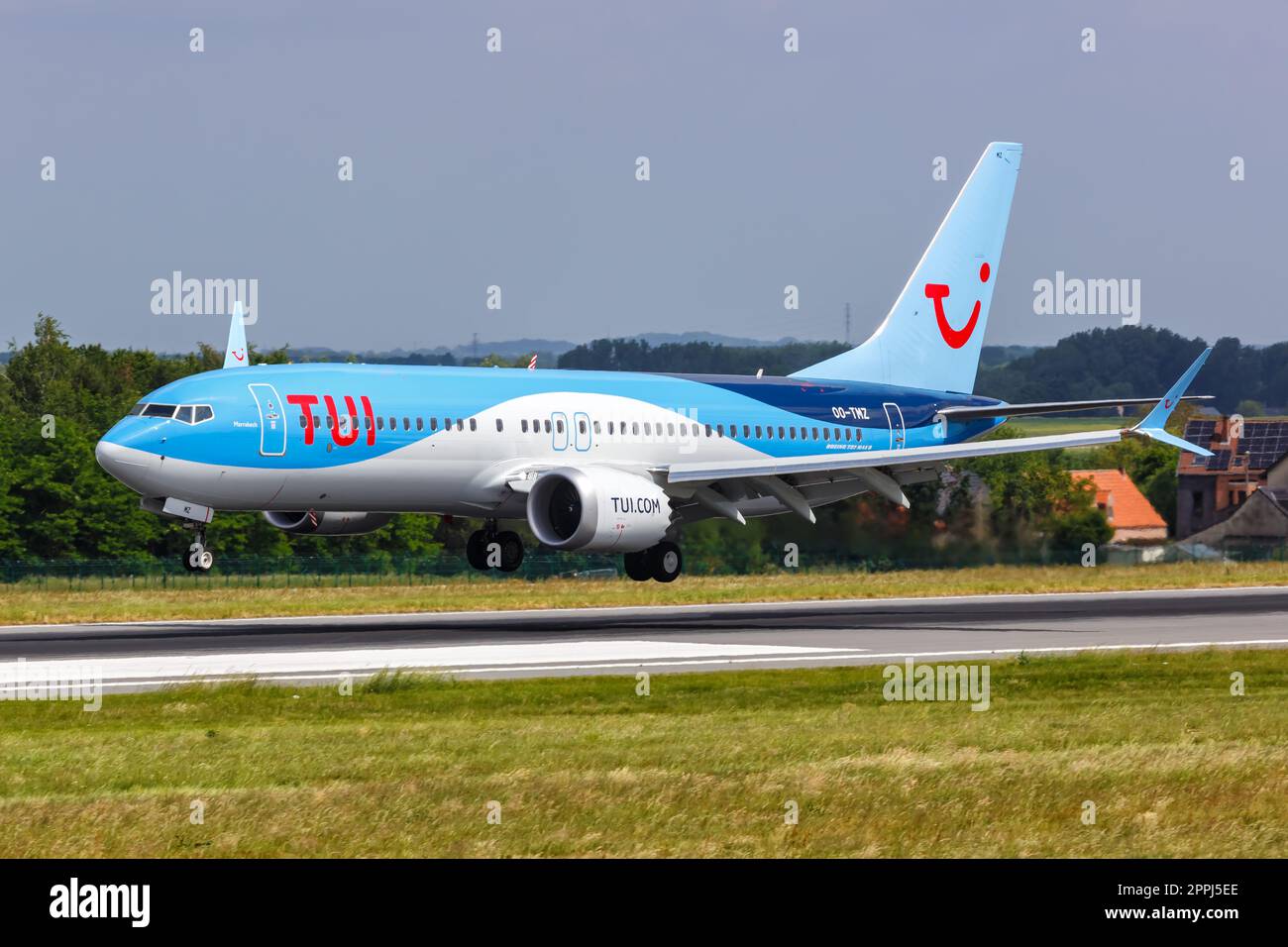 TUI Belgium Boeing 737 MAX 8 airplane Brussels airport in Belgium Stock ...