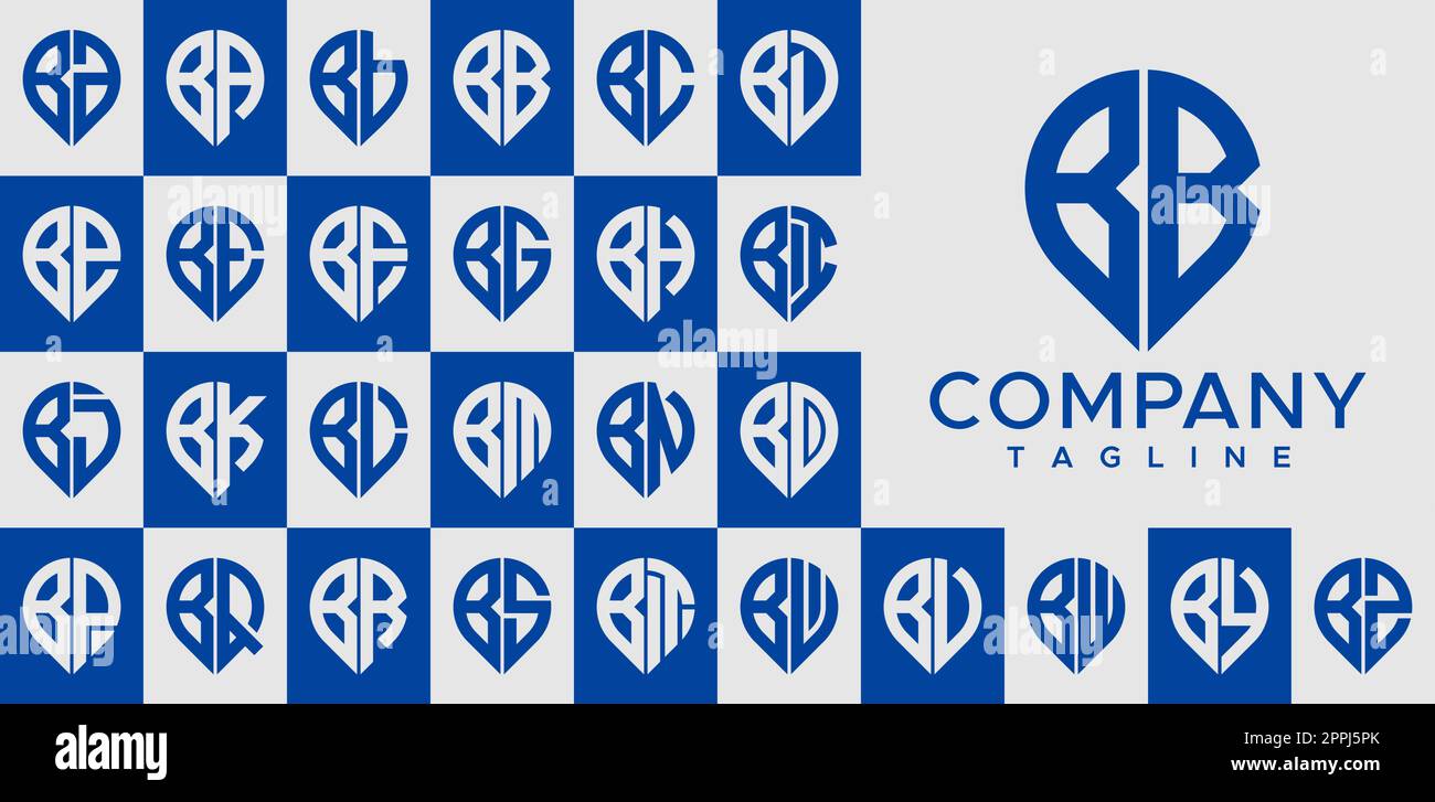 Modern pin point letter B logo design vector. Line marker BB B initial ...