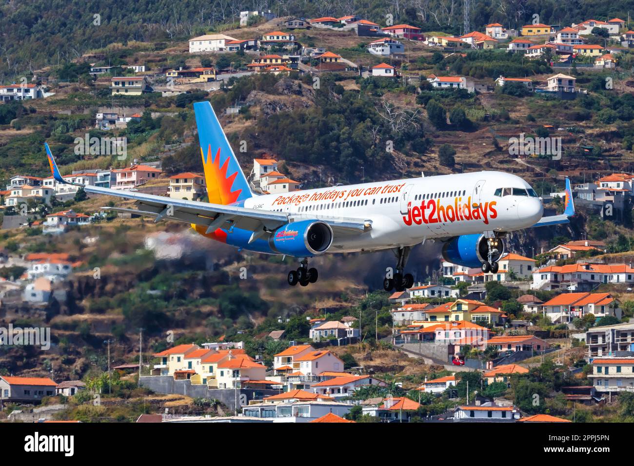 Jet2 Boeing 757-200 airplane at Funchal airport in Portugal Stock Photo ...