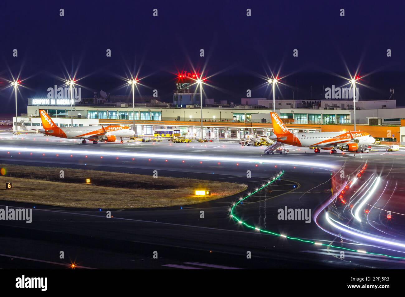 EasyJet Airbus A320 airplanes at Funchal airport in Portugal Stock ...