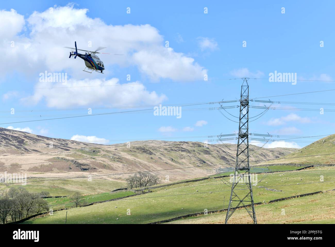 National Grid Bell 429 Global Ranger helicopter used to inspect the ...