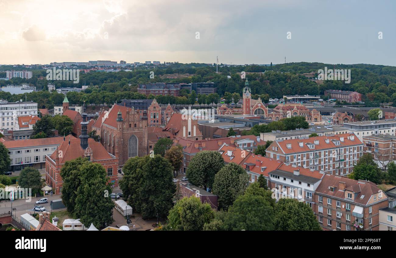 A picture of the landmarks on the north side of Gdansk, such as the ...